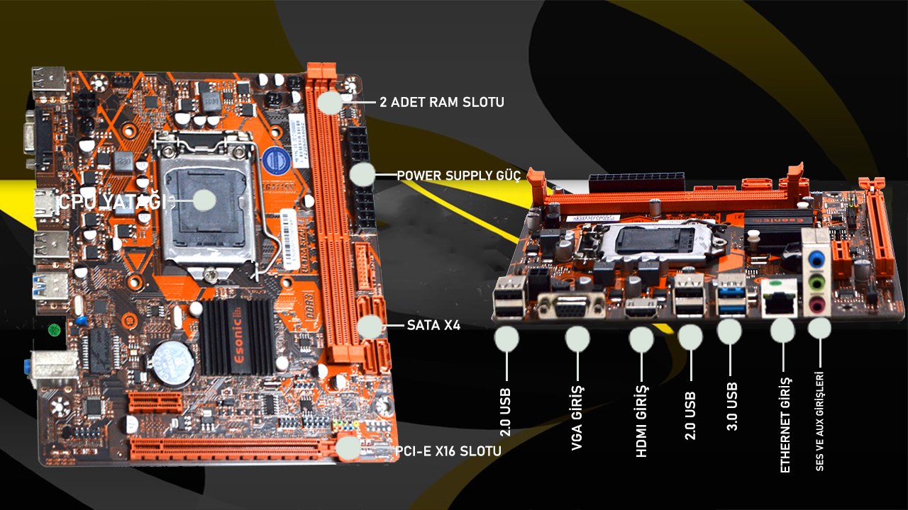 ESONIC INTEL H61 ES-H61FHL DDR3 1155P SATA O/B VGA HDMI | tekmarshop.com